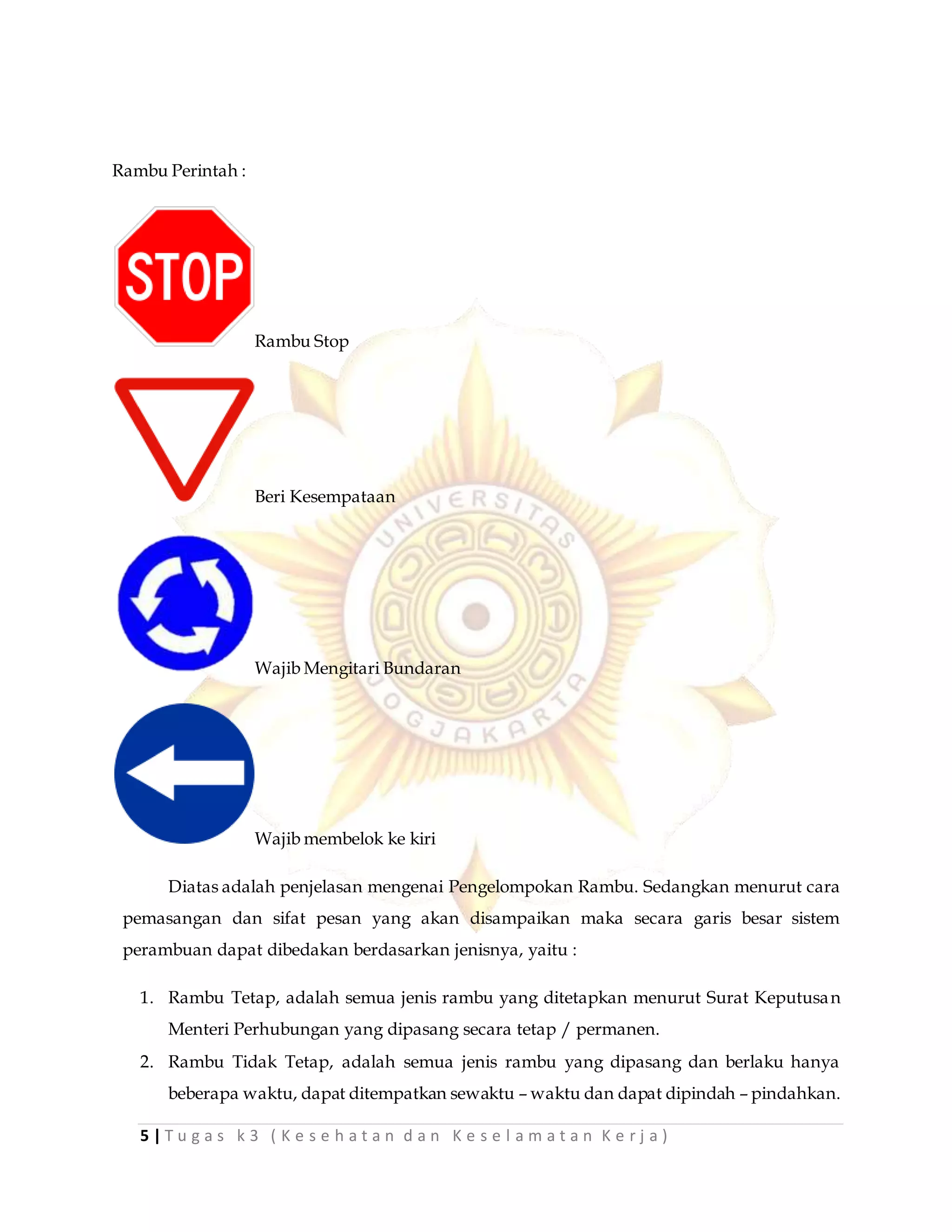 Tugas k3 Pengenalan Rambu lalulintas | DOCX