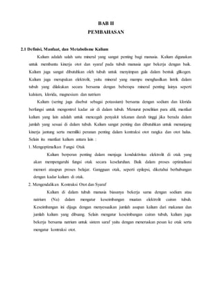 kelebihan dan kekurangan kalium | DOCX