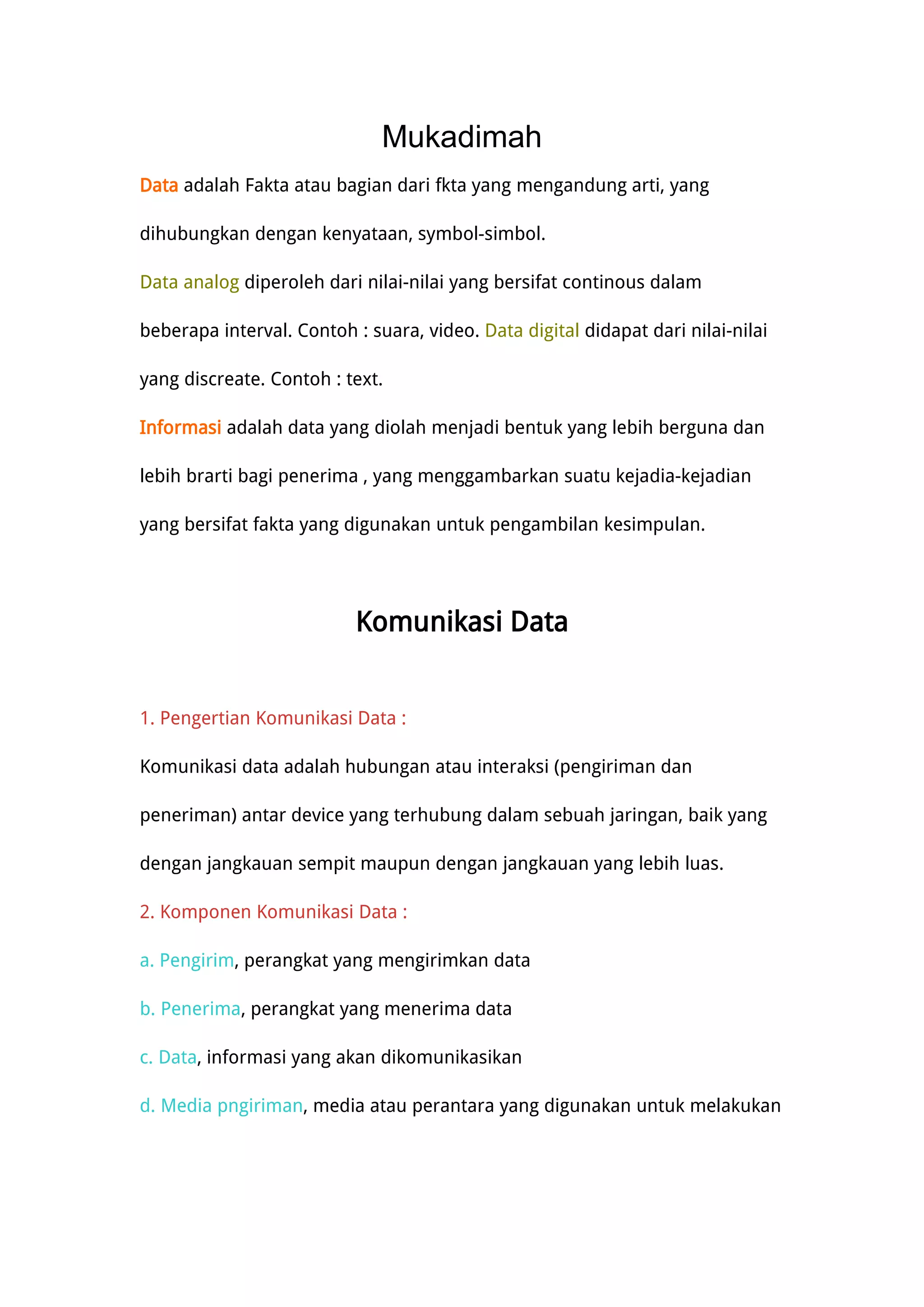 Apa itu Komunikasi Data ? | PDF