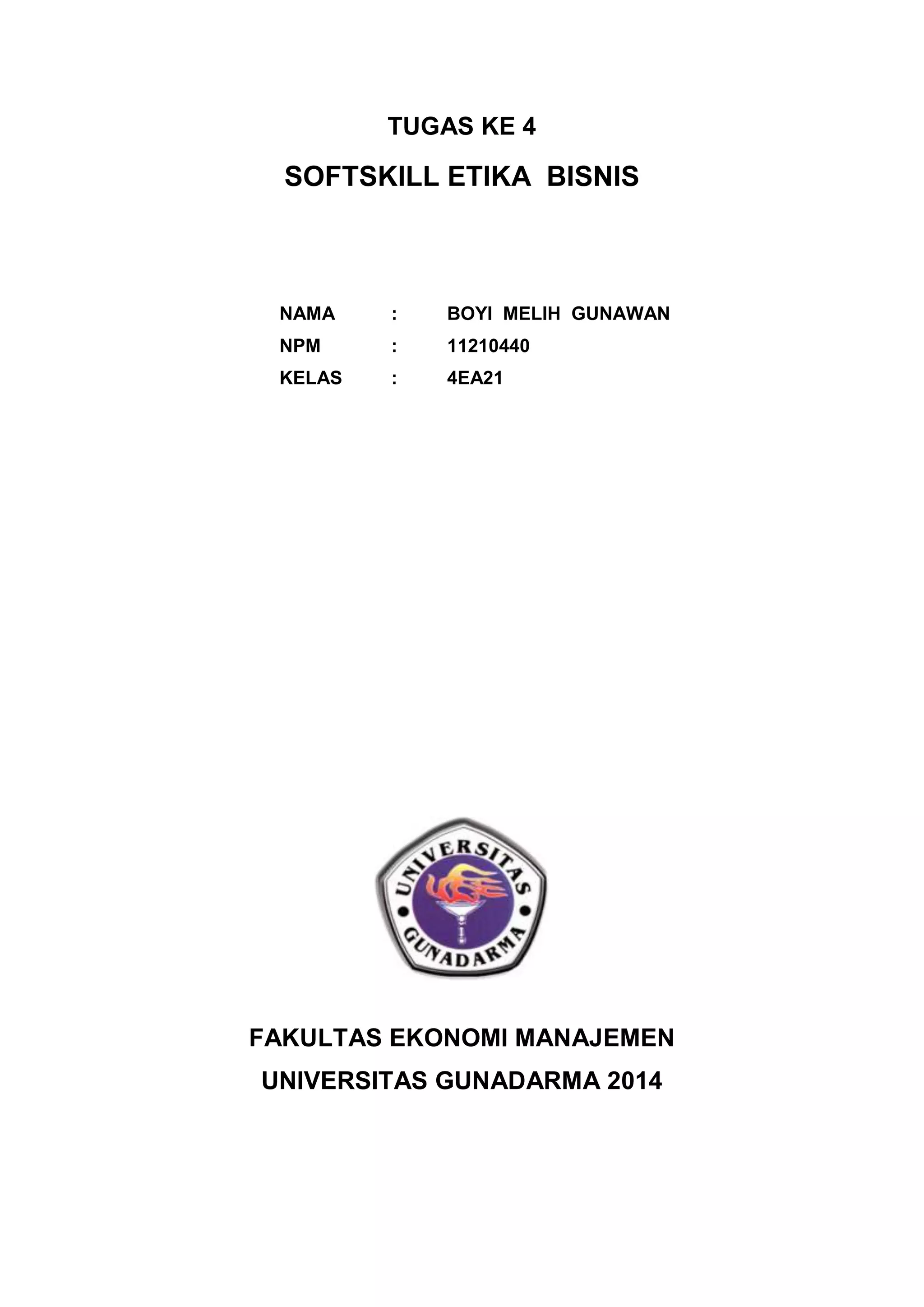 Tugas ke 4 etika bisnis | DOCX