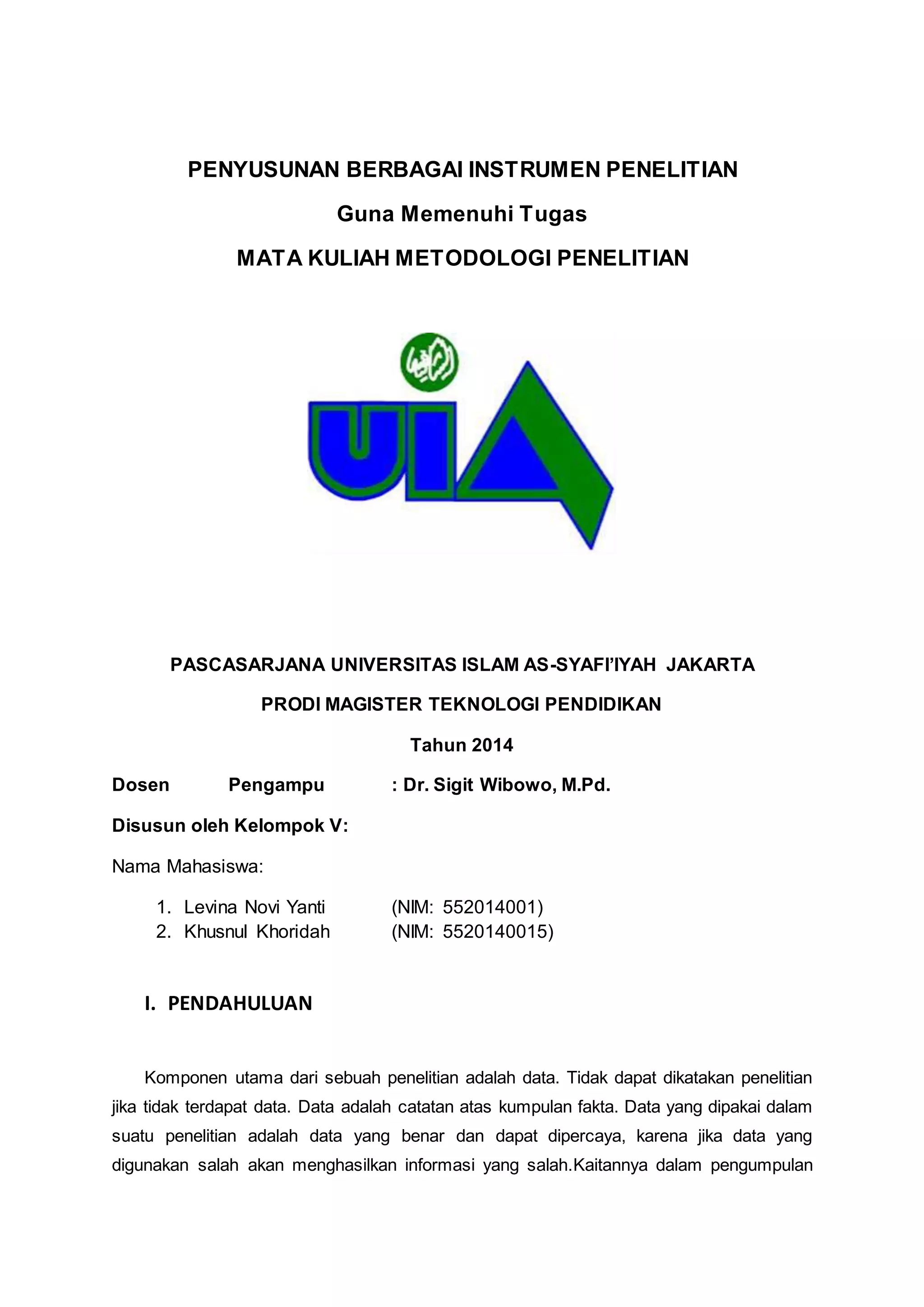 Berbagai Instrumen Penelitian | DOCX