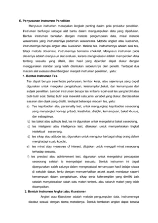 Berbagai Instrumen Penelitian | DOCX