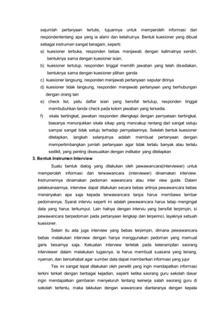 Berbagai Instrumen Penelitian | DOCX