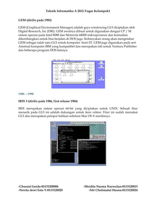 Perkembangan Sistem Operasi Komputer Dari Awal Sampai Akhir | DOCX