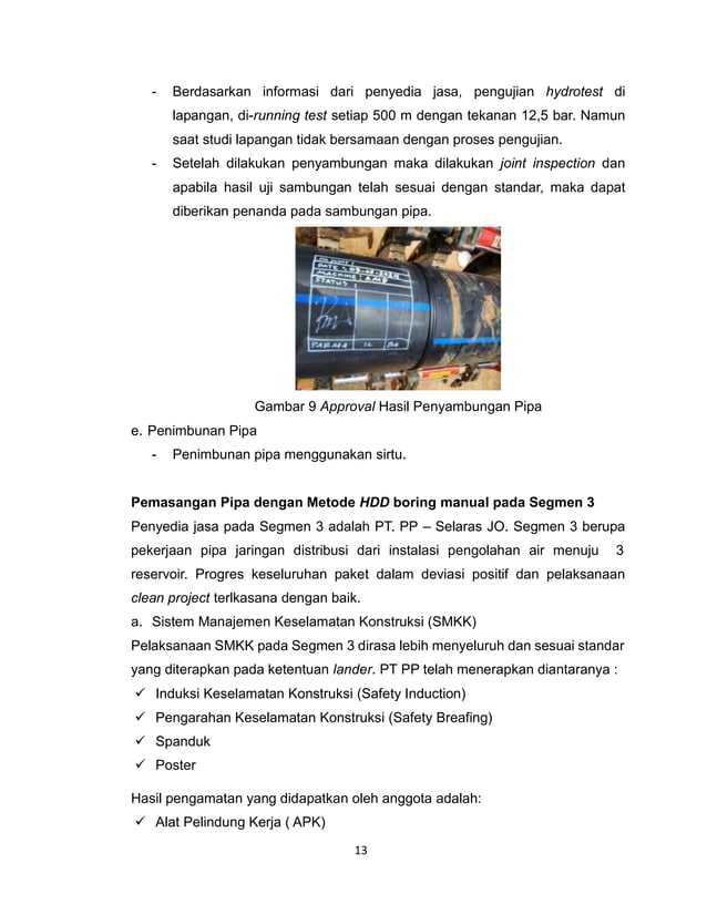 Tugas Kelompok 2 - Pengawasan Pemasangan Pipa HDPE metode Open cut, HDD dan Boring Manual.docx