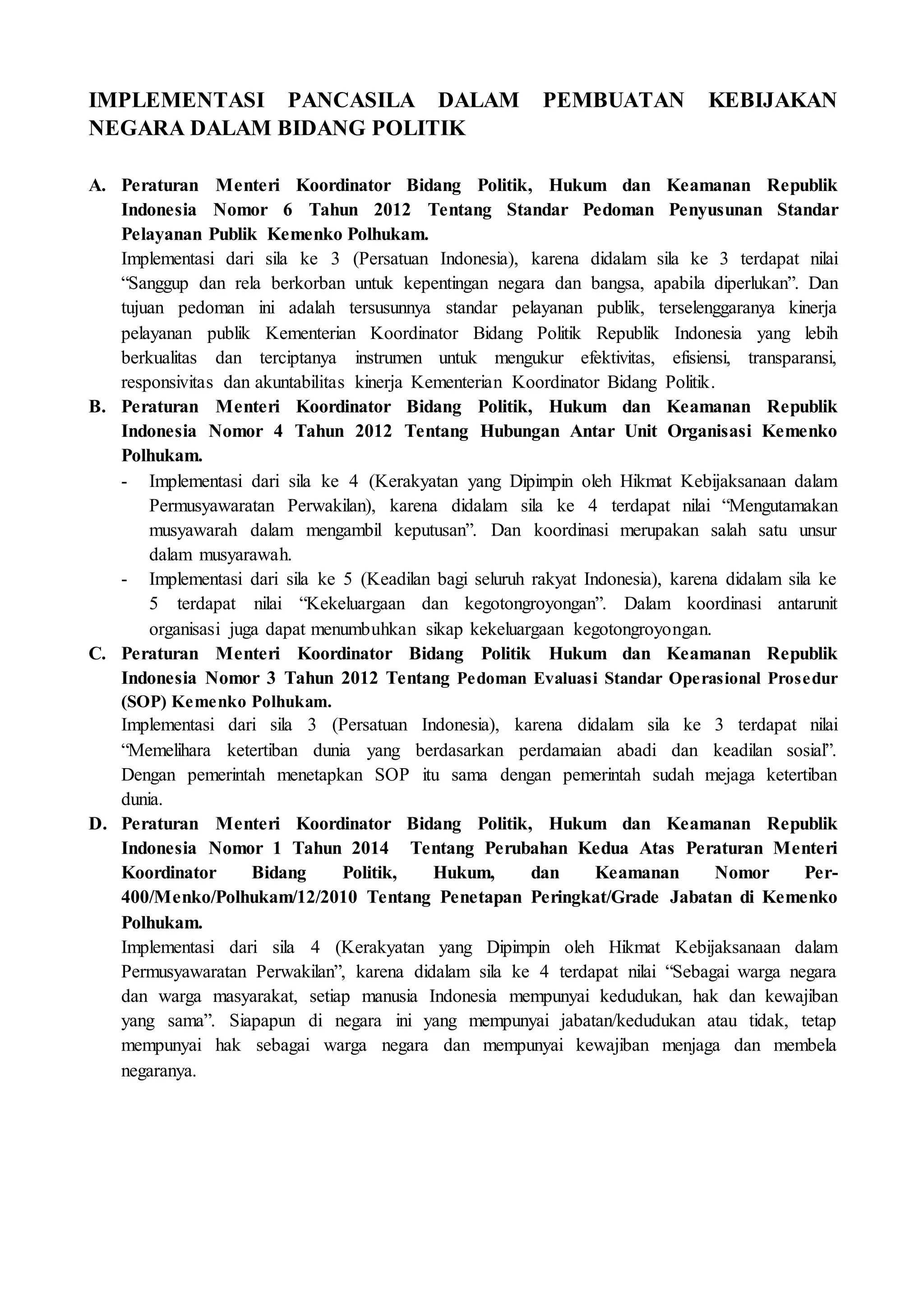 Tugas kelompok 2 implementasi pancasila | DOCX