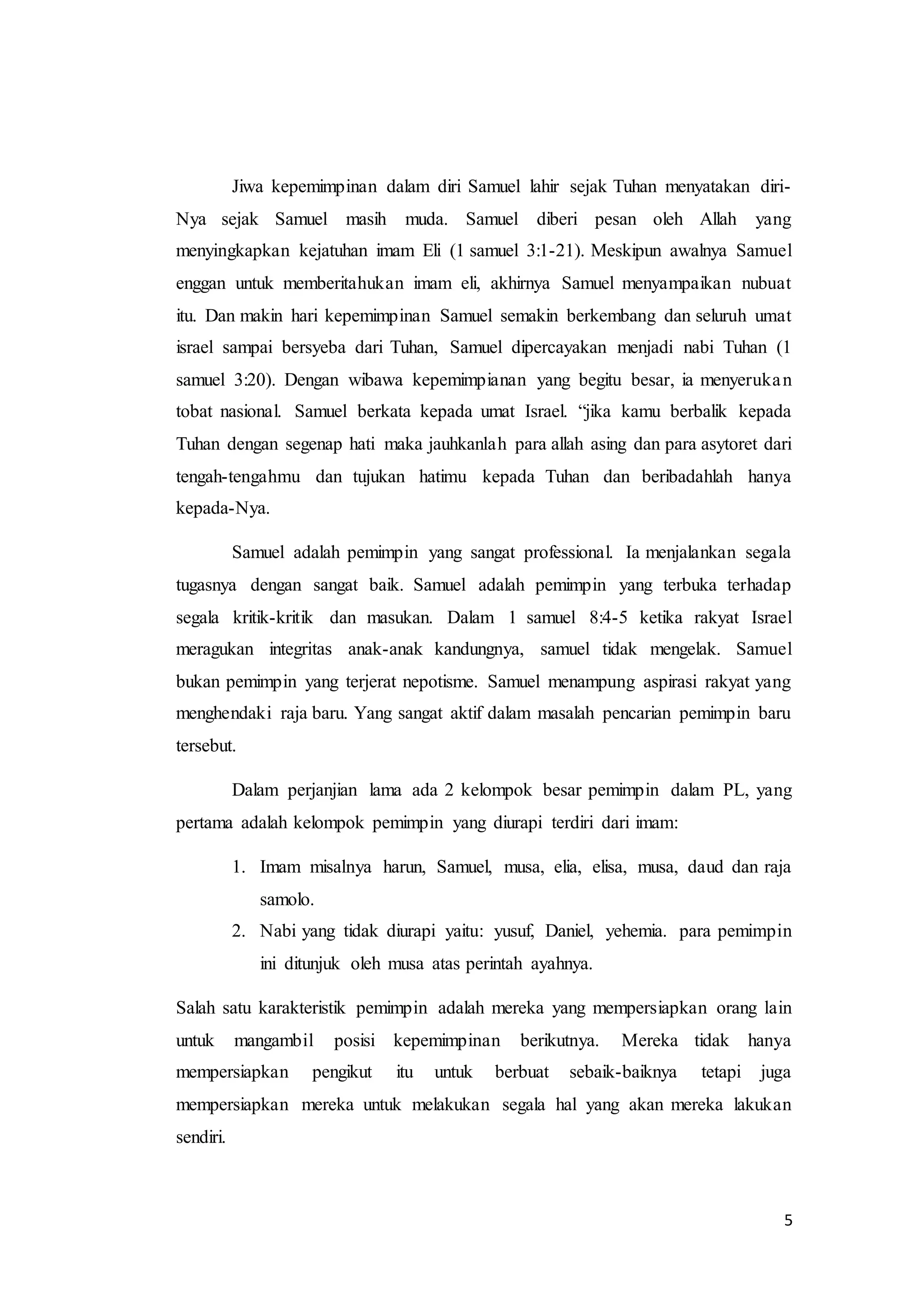 Kepemimpinan Nabi Samuel | DOCX