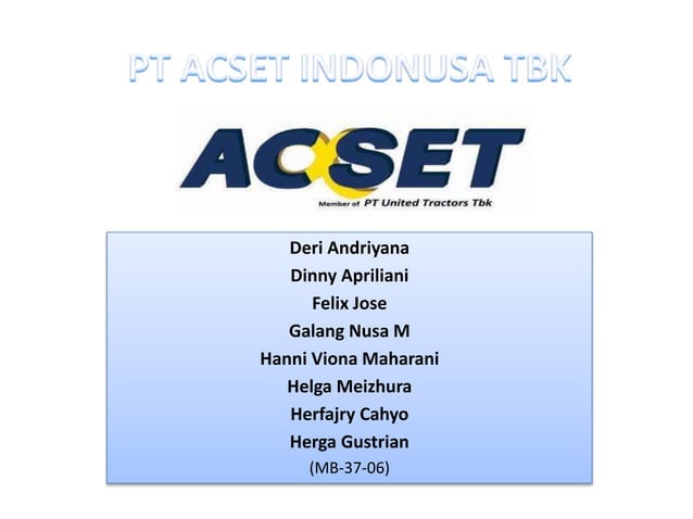 Manajemen Strategi (PT ACSET Indonusa Tbk.) | PPTX