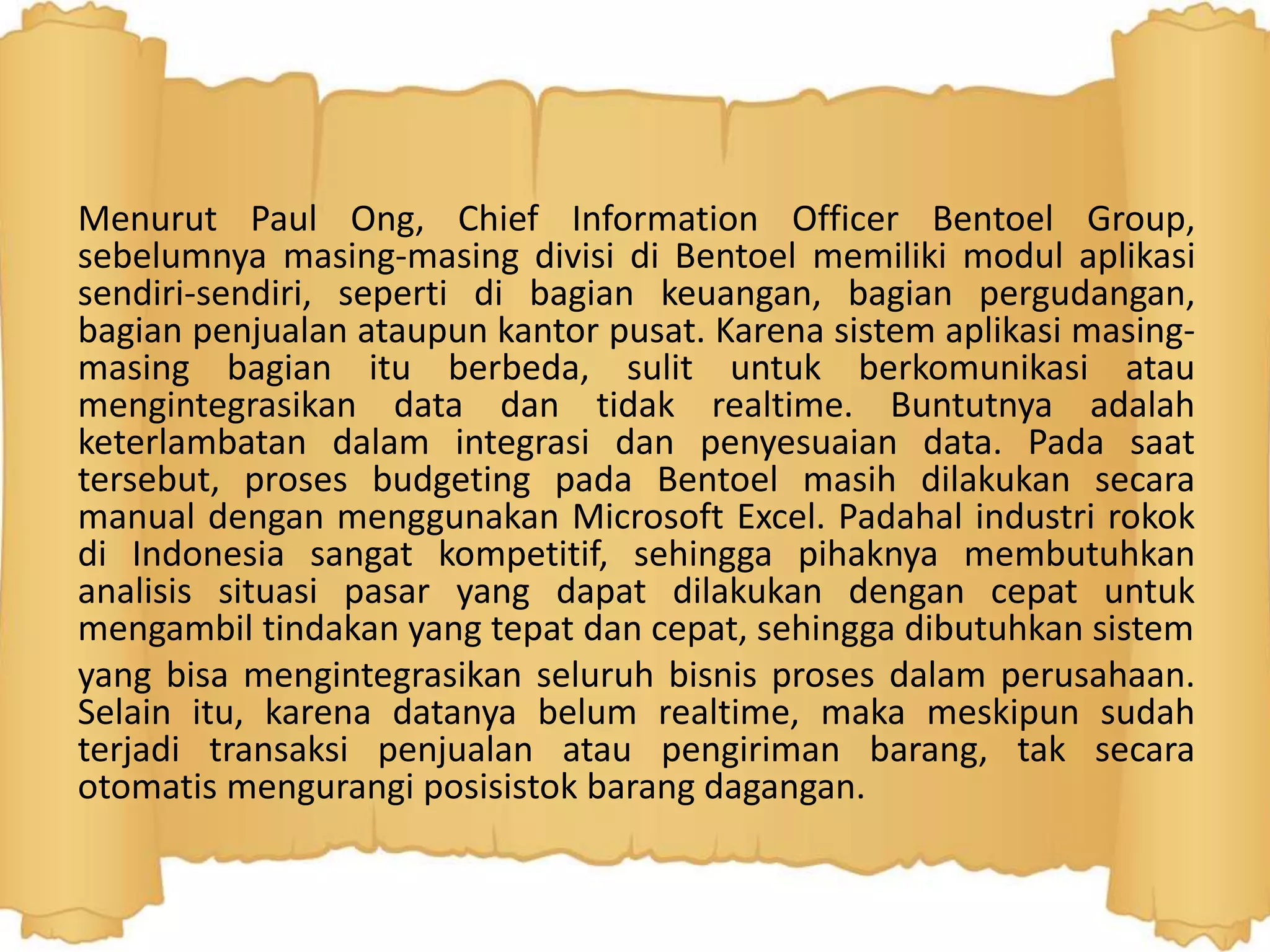 Tugas kelompok 9 implementasi erp pt bentoel prima | PPTX