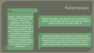 Set Intruksi dalam arsitektur dan organisasi komputer | PPT