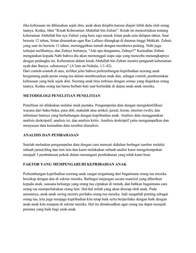 komunikasi antar pribadi antara orang tua dan anak dalam pembentukan kepribadian diri anak | DOCX