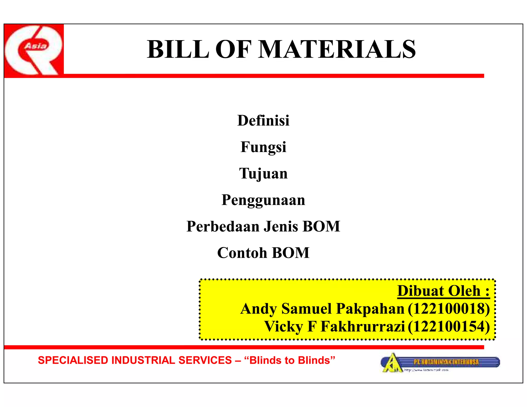 Tugas Kelompok Manajemen Industri - Bill Of Material | PDF