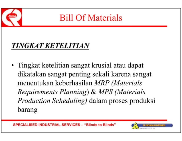 Tugas Kelompok Manajemen Industri - Bill Of Material | PDF