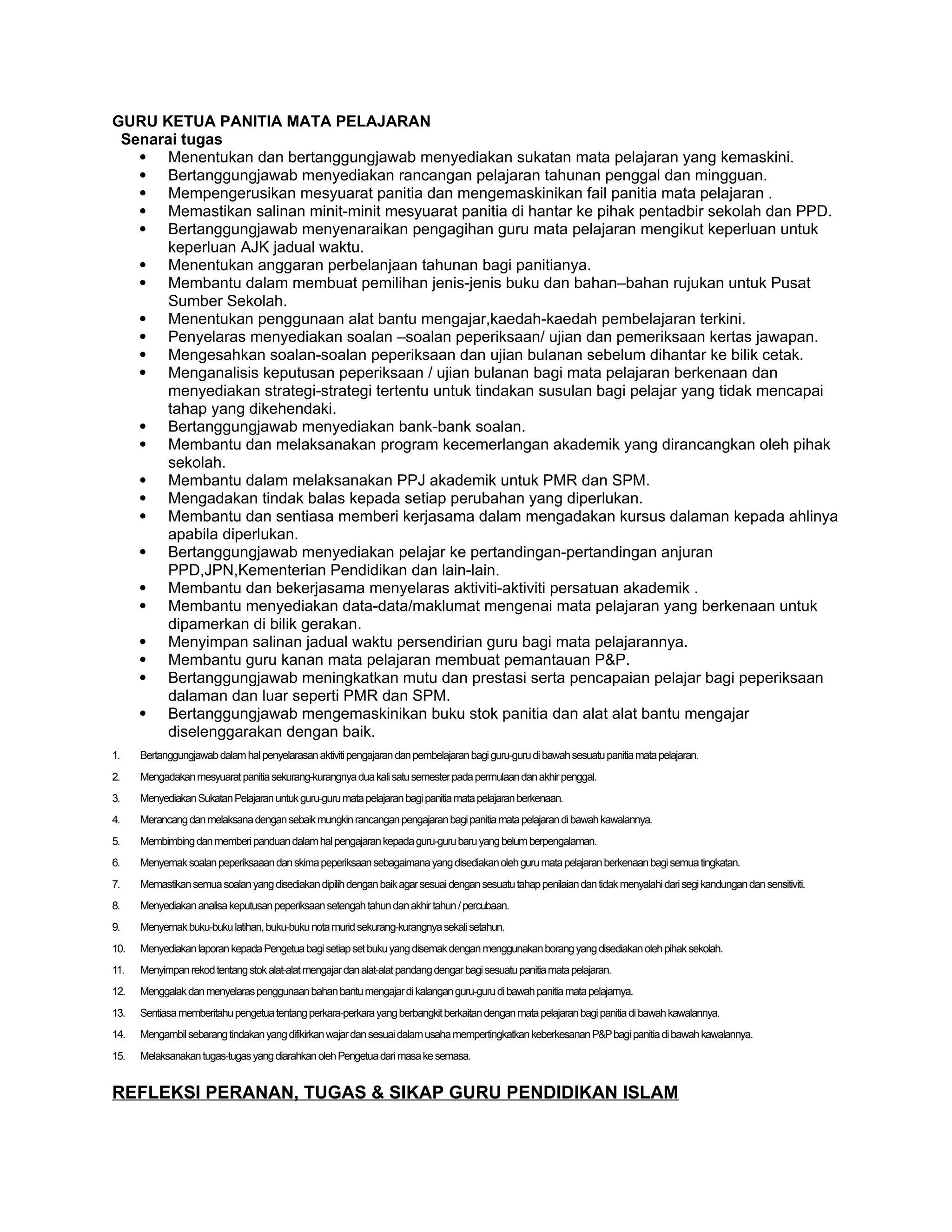 Tugas Ketua Panitia dan Guru Pendidikan Islam.docx