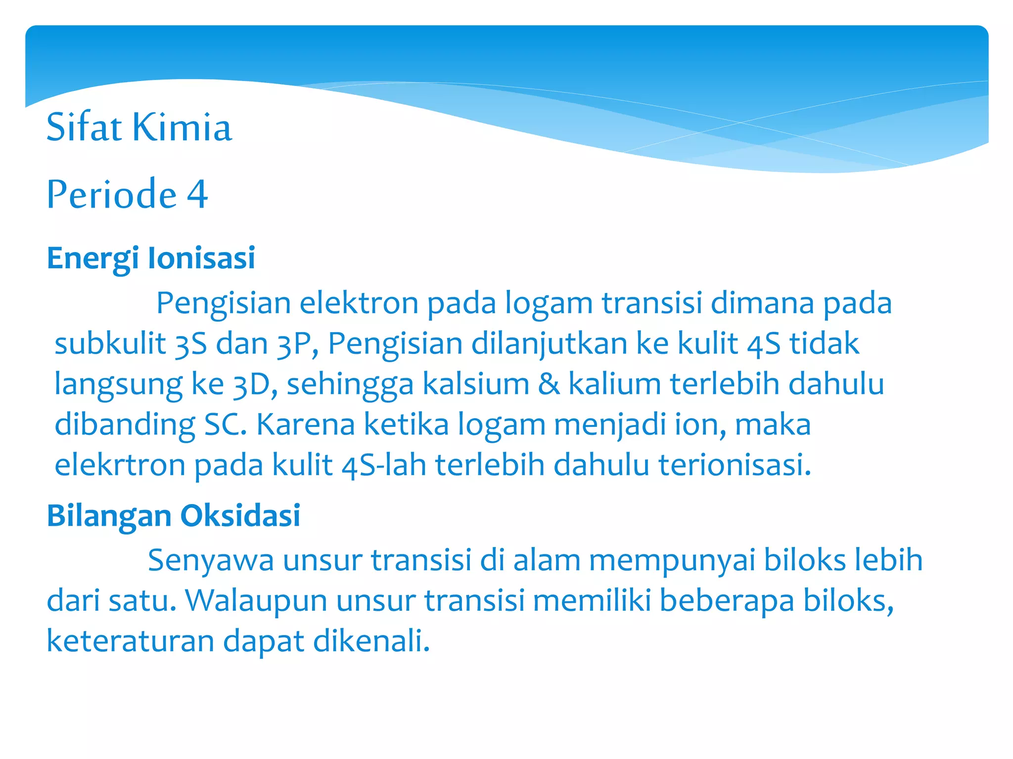 KIMIA Unsur Transisi Periode 4 | PPT