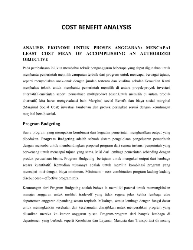 cost-benefit analysis | PDF