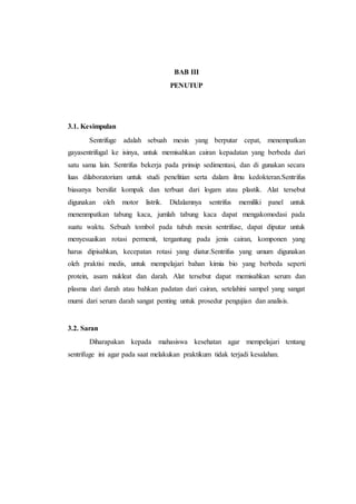 Tugas klompok teknik sentrifugasi | PDF