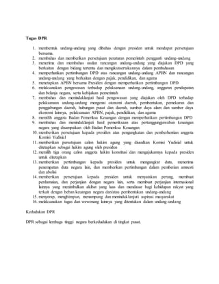 Fungsi dan Tugas Presiden, MPR, DPR, BPK, MA, MK, dkk | DOCX