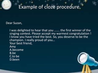 Tugas language cloze procedure,modals nd probes | PPTX