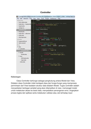 Tugas laporan tutorial form login php menggunakan mvc | PDF