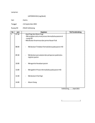 Tugas logbook tanggal 16 september 2 oktober 2021 | DOCX