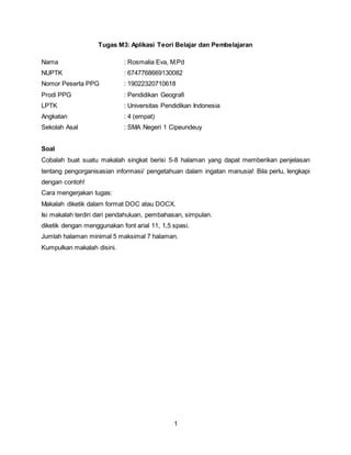 Tugas Modul 3 Aplikasi Pembelajaran dan Teori Pembelajaran | PDF