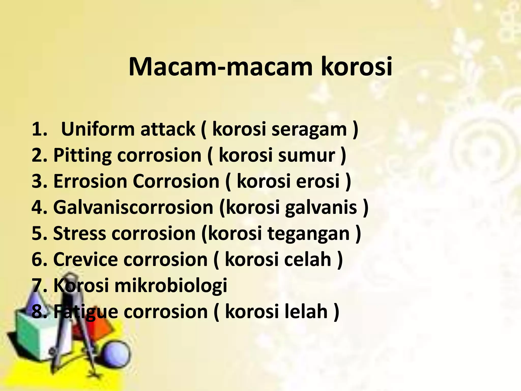 macam-macam korosi | PPTX