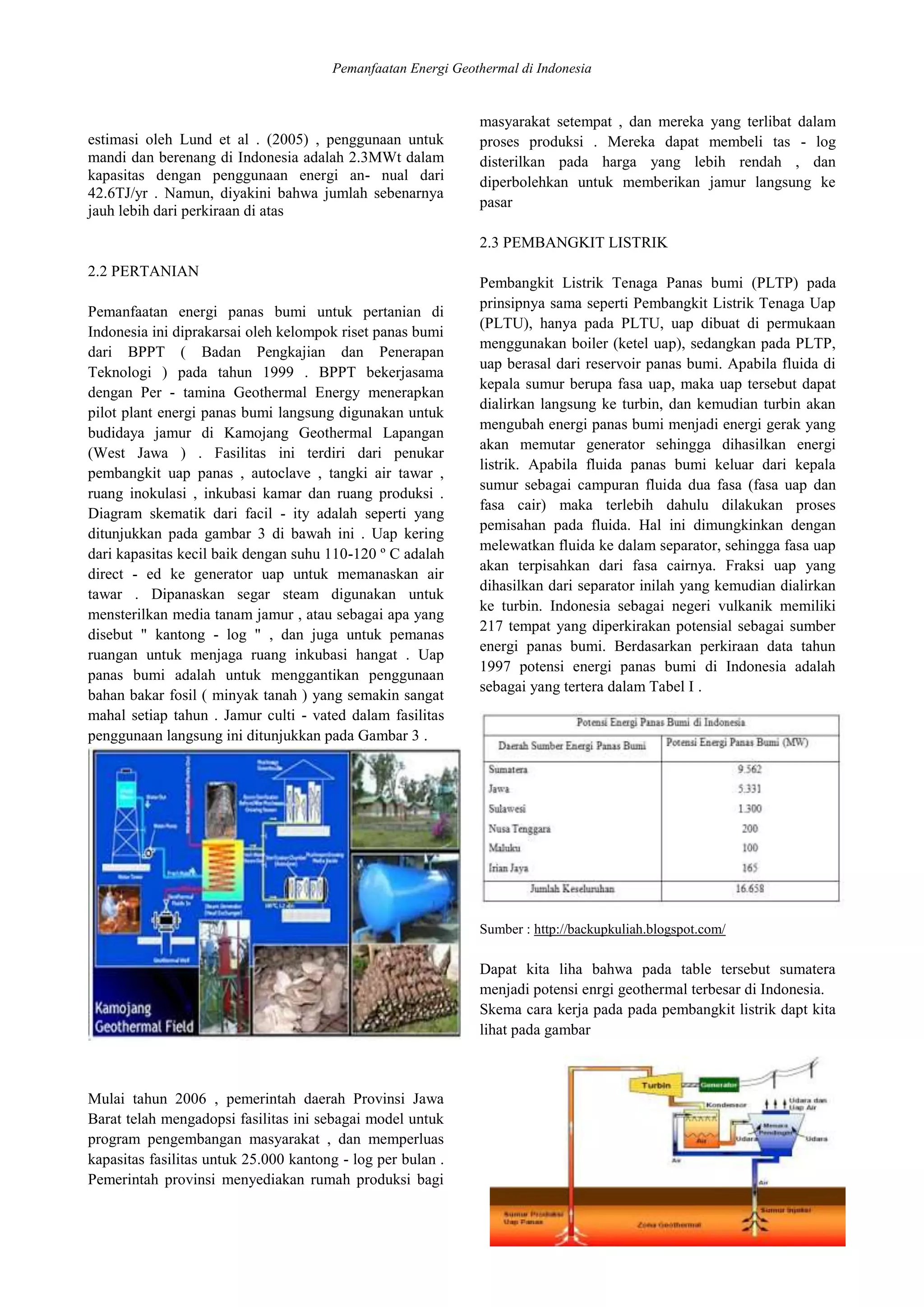 Paper Ilmiah Manfaat Energi Geothermal | DOCX