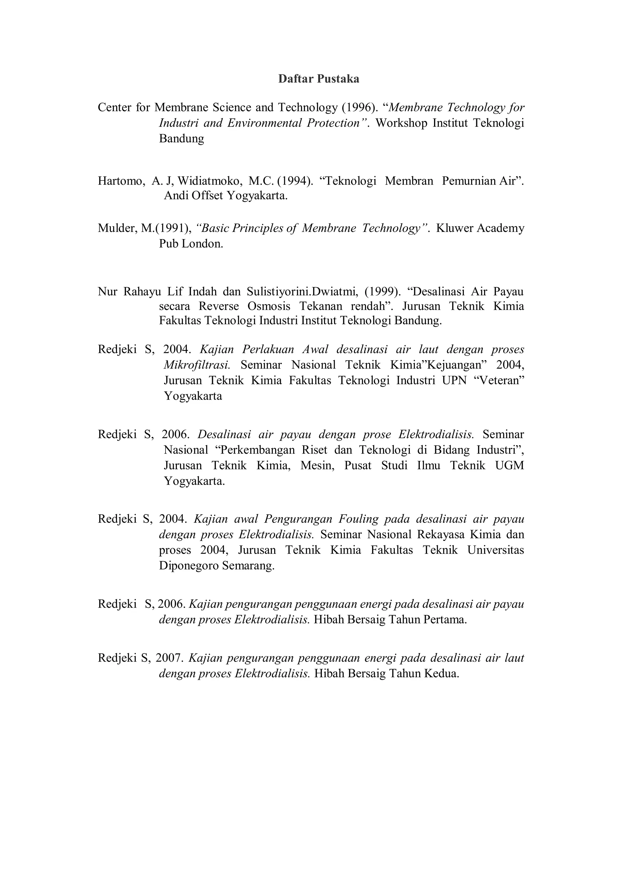 Makalah Desalinasi - Pengertian dan Perkembangan Desalinasi, Teknologi dan Jenis Membran (By ...