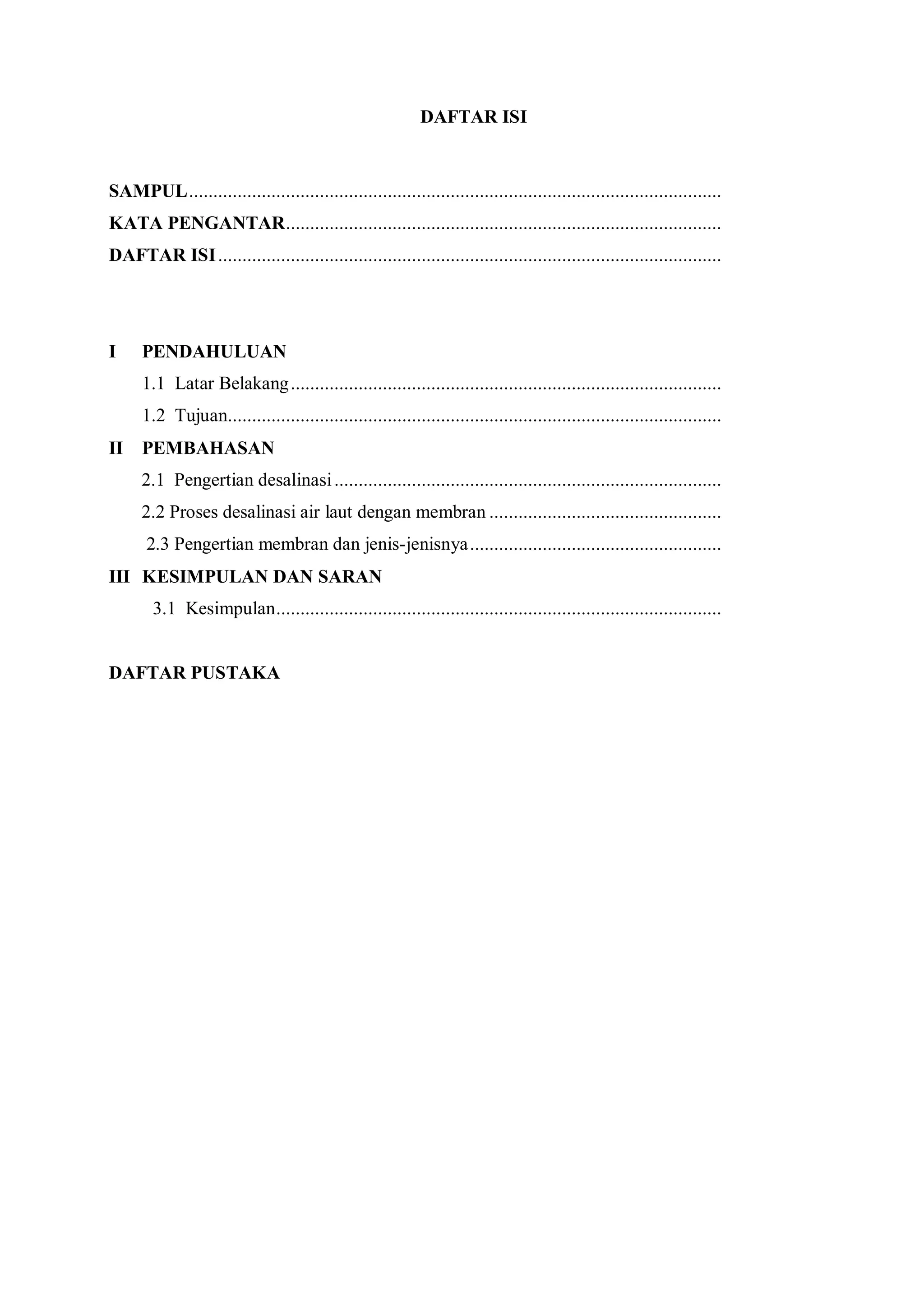 Makalah Desalinasi - Pengertian dan Perkembangan Desalinasi, Teknologi dan Jenis Membran (By ...