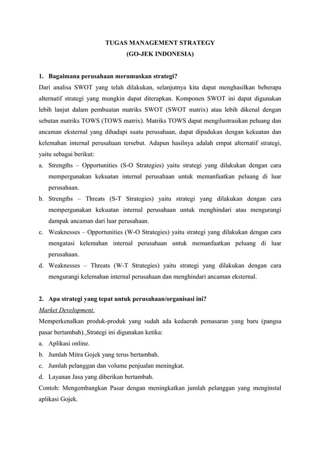 Tugas management strategy (21 mei 2018) | PDF