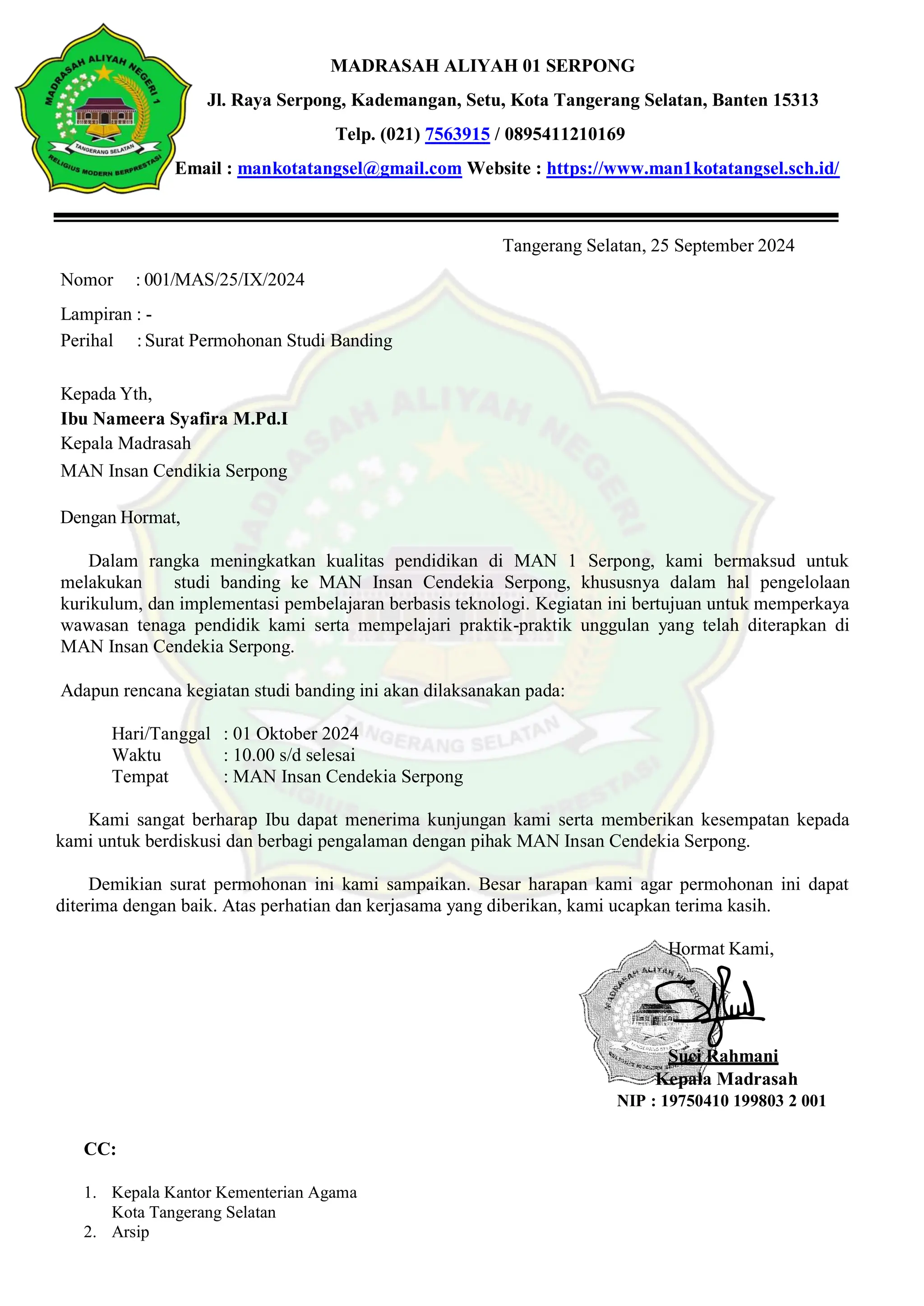 Tugas Manajemen Kearsipan Suci Rahmani 03MPIE003 - Surat Permohonan ...
