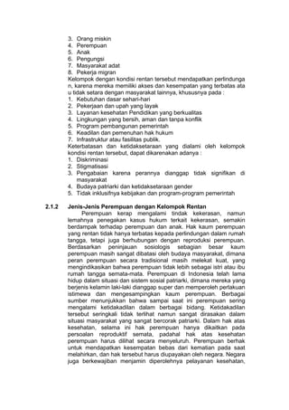 TUGAS MATA KULIAH ASKEB PADA PEREMPUAN DAN ANAK DENGAN KONDISI RENTAN KEBUTUHAN KHUSUS PADA PERM ...