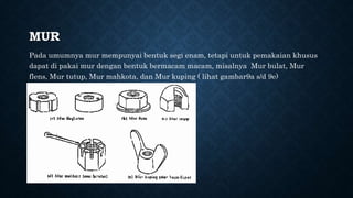Tugas mata kuliah elemen mesin Baut dan Mur | PPTX