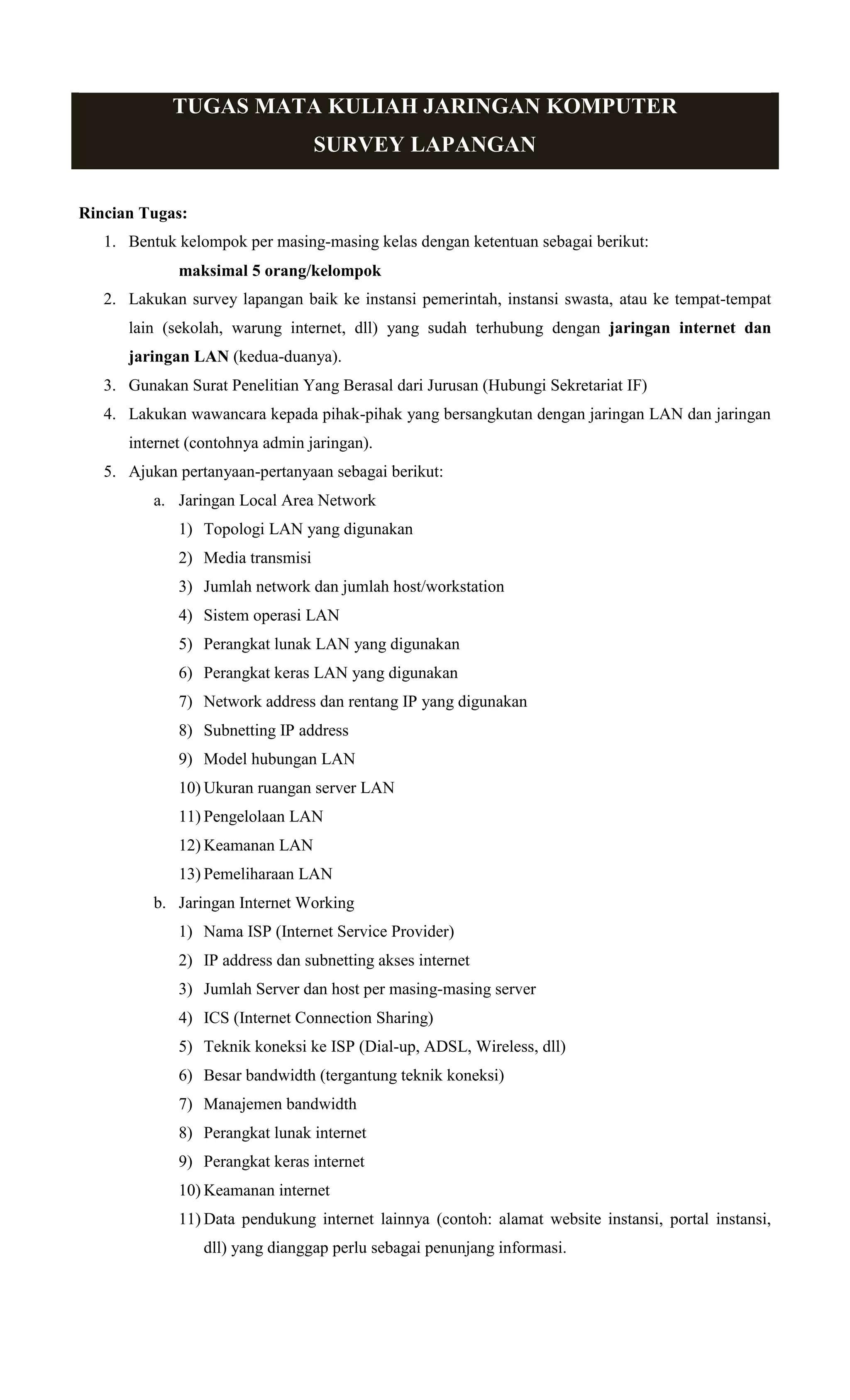 Tugas Mata Kuliah Jaringan Komputer 1 | PDF