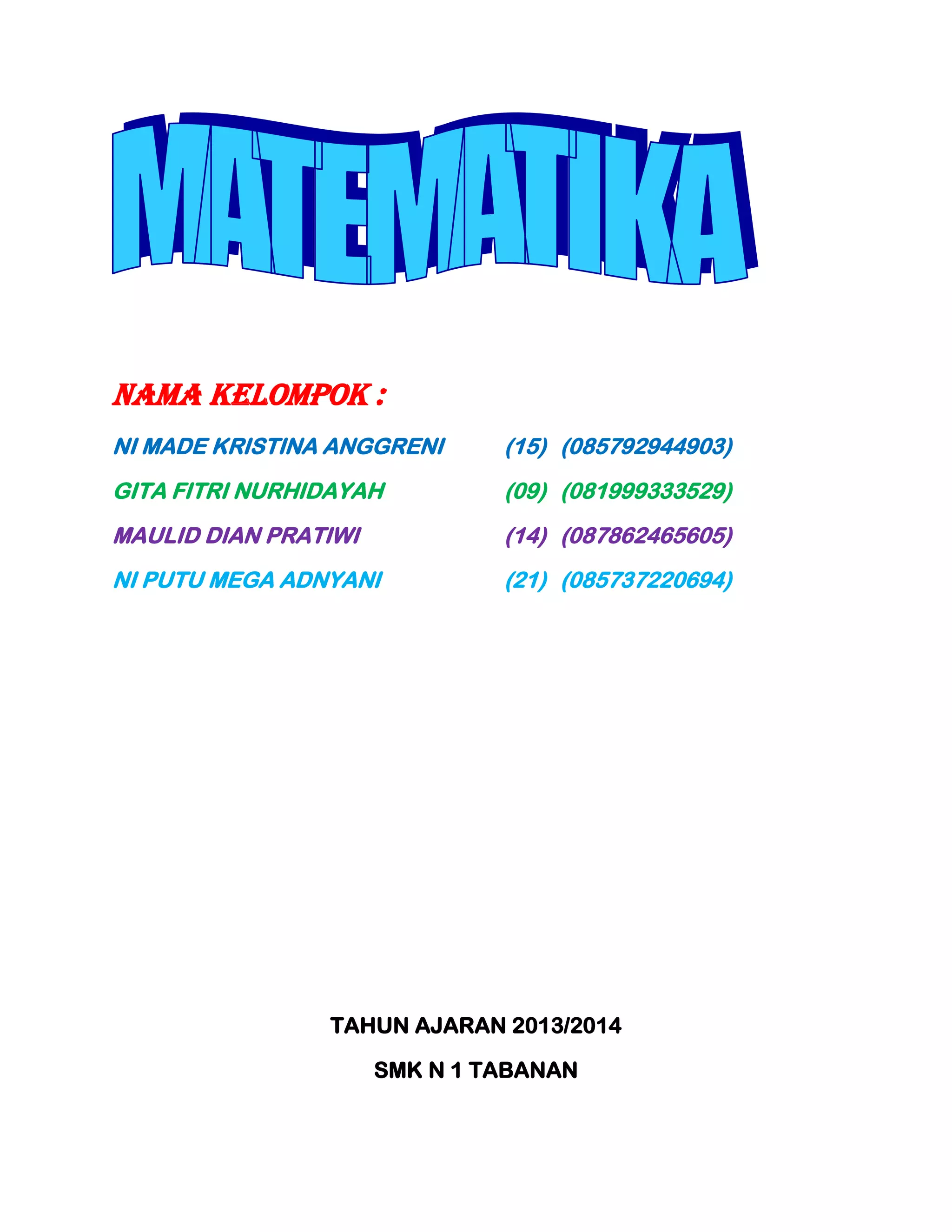 Tugas matek pertaama | PDF