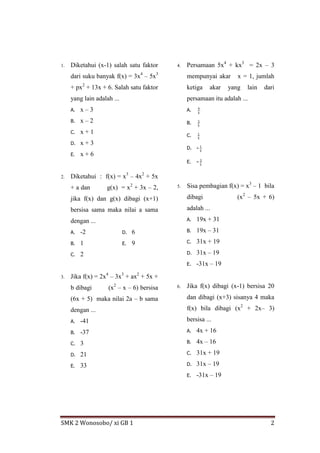 Kumpulan Soal Matematika Kelas XI SMK | PDF
