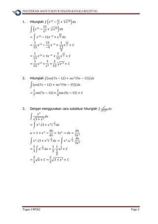 Tugas 3 (Matematika 2) : Integral | DOCX