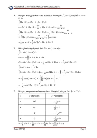 Tugas 3 (Matematika 2) : Integral | DOCX