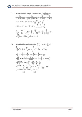 Tugas 3 (Matematika 2) : Integral | DOCX