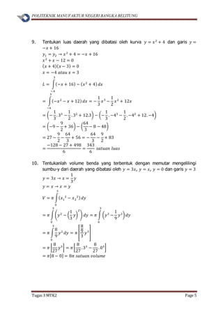 Tugas 3 (Matematika 2) : Integral | DOCX