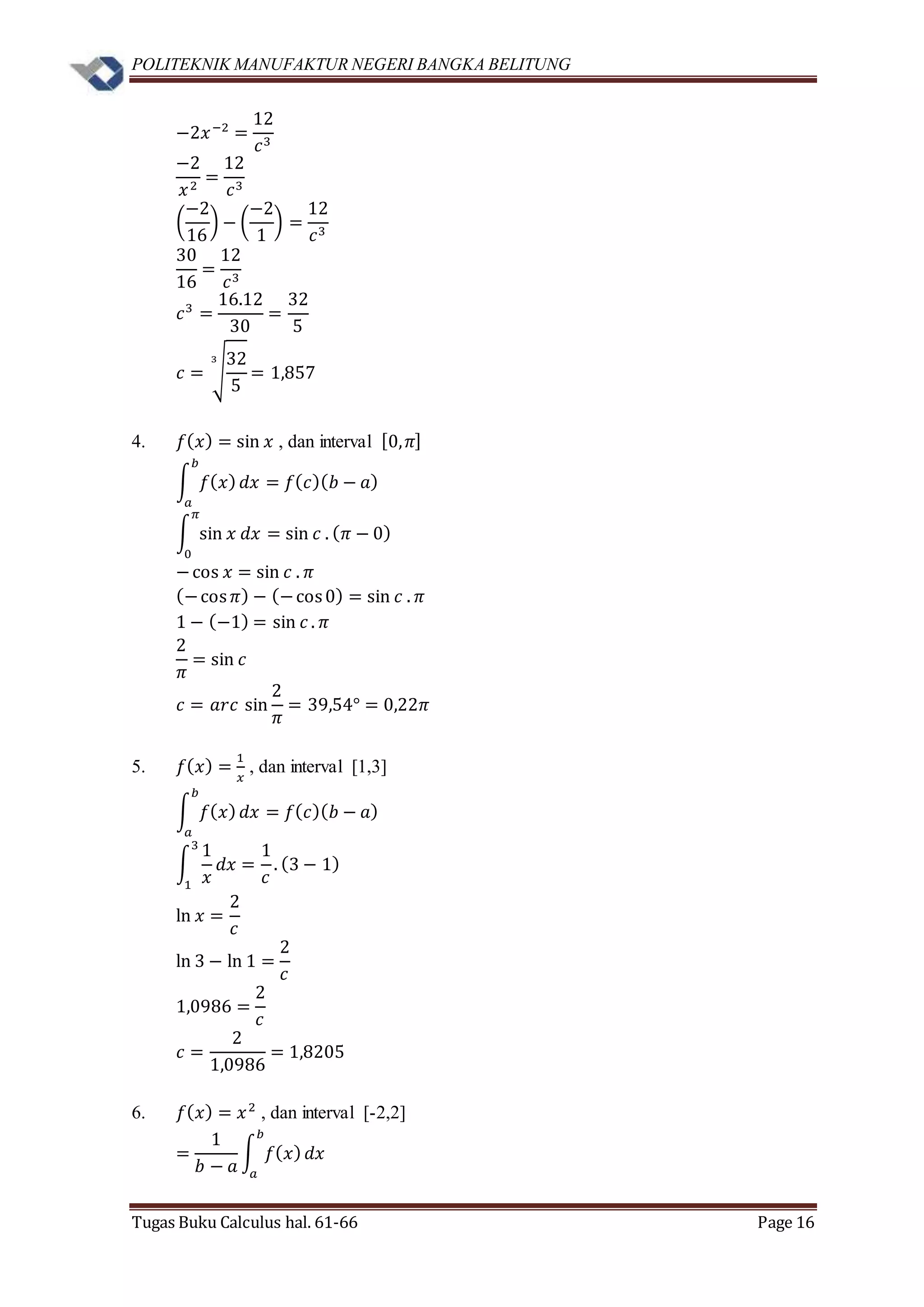 Tugas Matematika Buku Calculus | DOCX