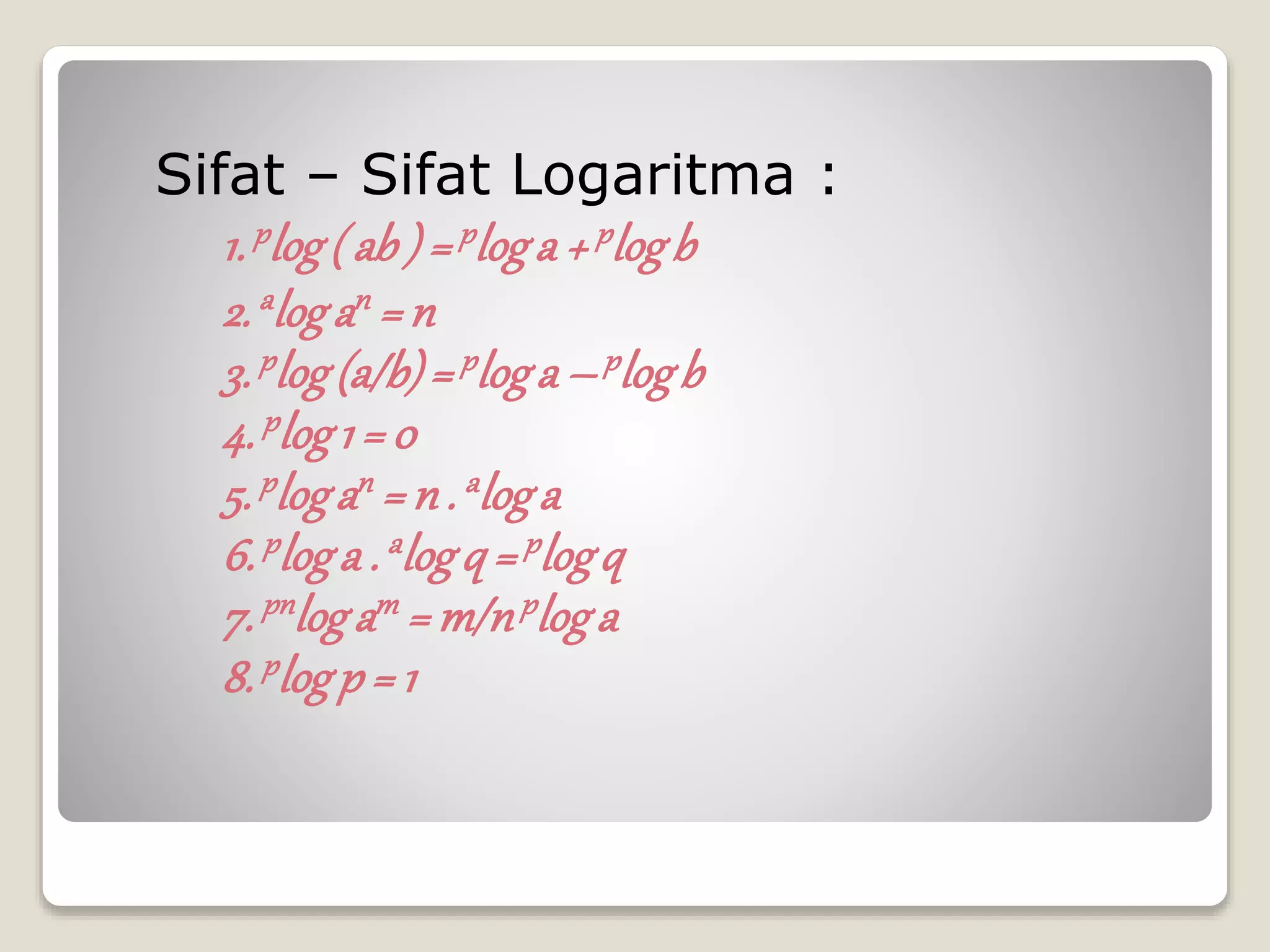 Sifat-sifat logaritma | PPTX