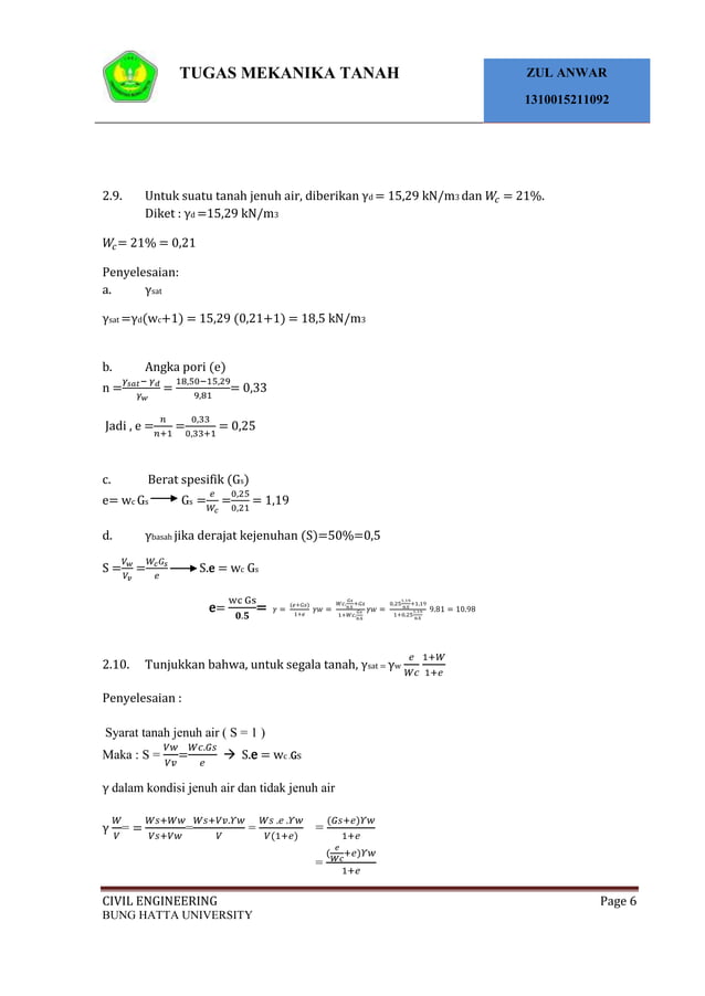 Tugas III Mekanika Tanah I | DOCX