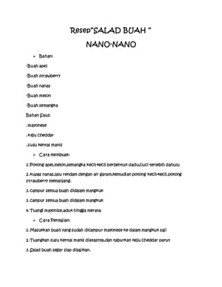 Tugas membuat salad buah | DOCX