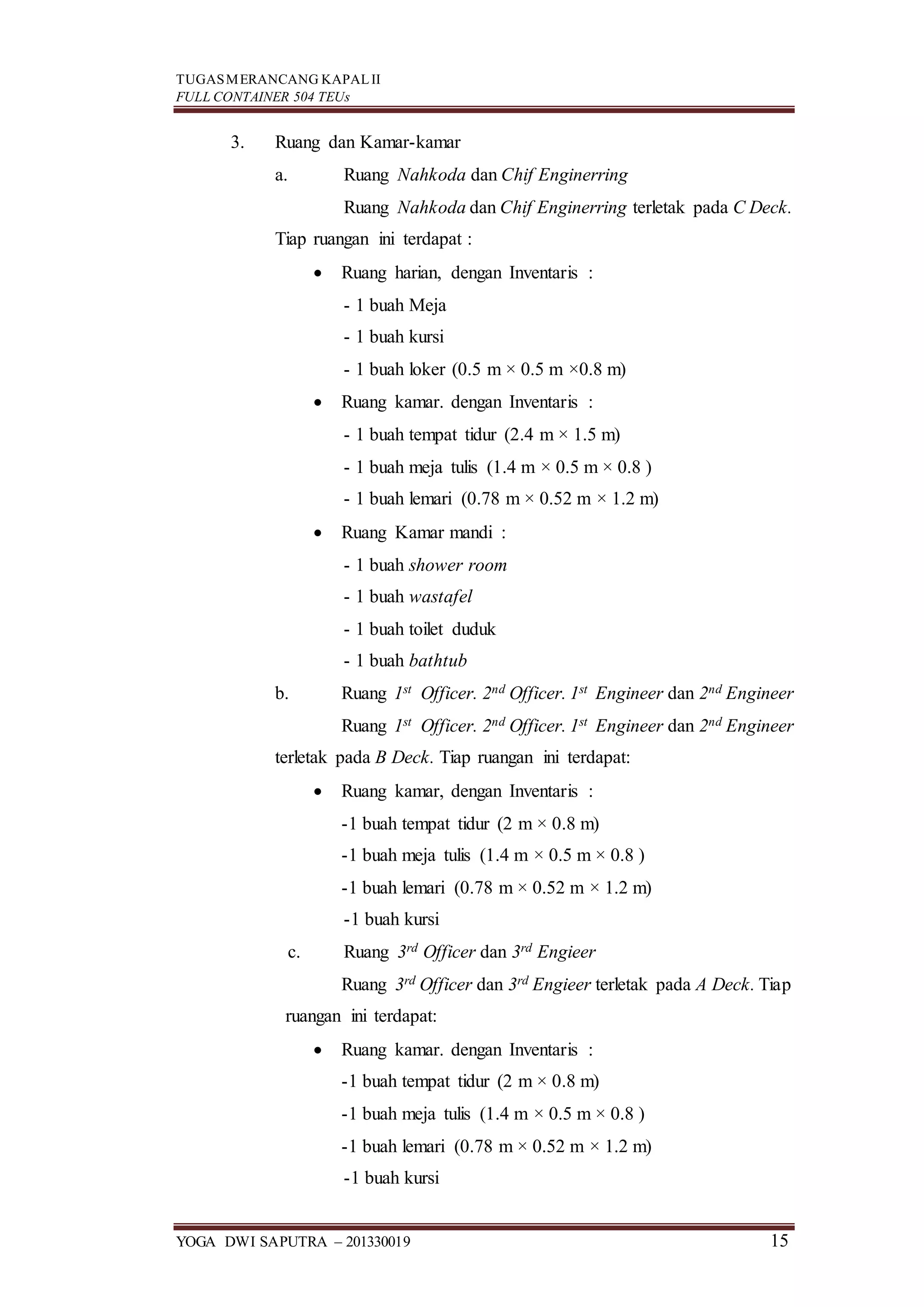 Tugas merancang kapal ii rencana umum | DOCX