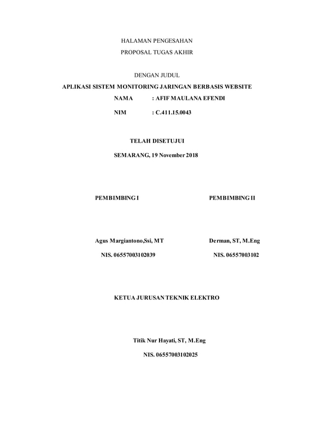 Proposal Tugas Akhir Teknik Elektro Telekomunikasi | DOCX