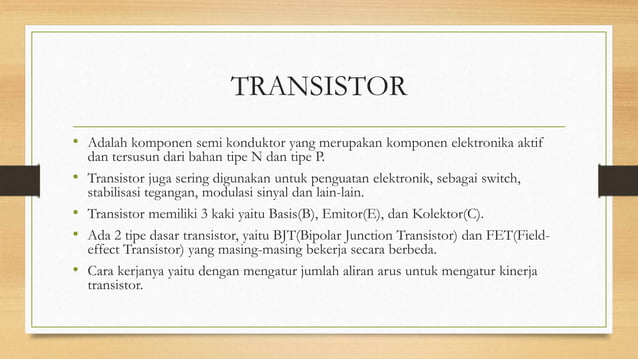 Tugas mikrokontroler -Syarat Transistor PNP Konduk | PPTX