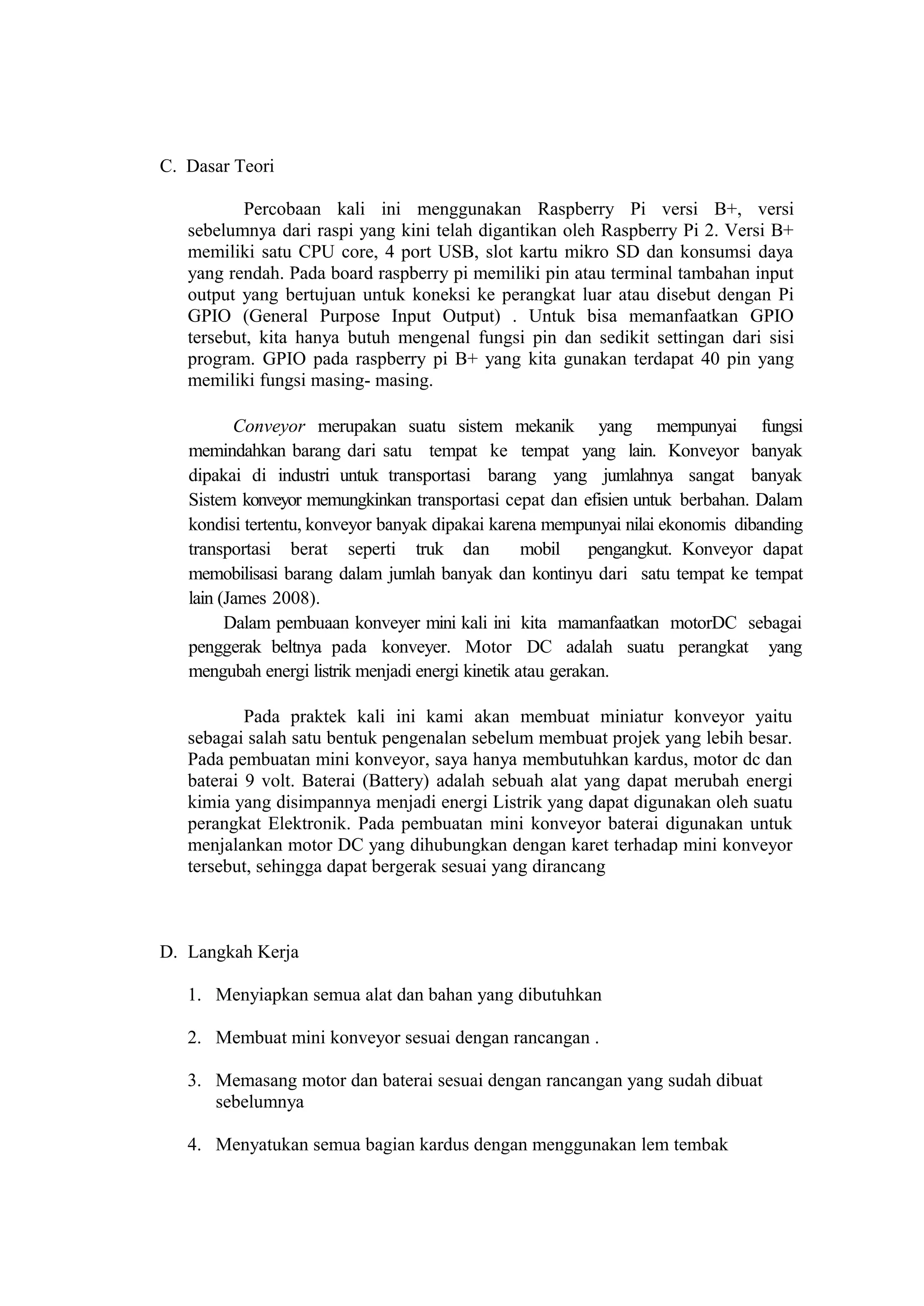 Perancangan Dan Pemrograman Mini Konveyor Menggunakan Mikroprosesor Raspberry Pi B Pdf 