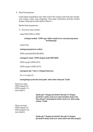 Mini Conveyor menggunakan Raspberry Pi 3 B+ | PDF